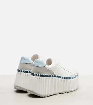 Chloé Nama Leather Platform Sneakers - Blue