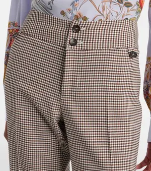 Etro Checked Wool-blend Cropped Flared Pants