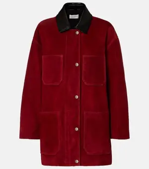 Nour Hammour Barn Leather-trimmed Suede Jacket - Red
