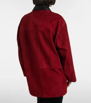 Nour Hammour Barn Leather-trimmed Suede Jacket - Red