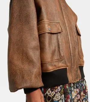 Khaite Sandor Shearling-trimmed Leather Jacket - Brown