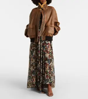 Khaite Sandor Shearling-trimmed Leather Jacket - Brown