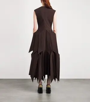 A.W.A.K.E. Mode Paneled Appliqué Midi Dress