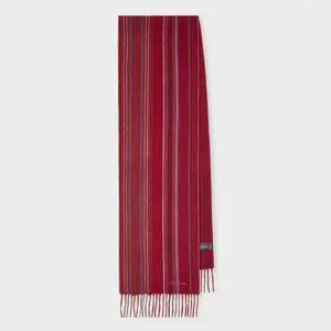 Paul Smith Tonal Stripe Lambswool Scarf - Red