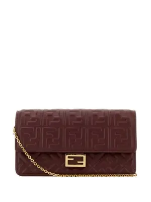 Fendi Bagette Leather Wallet On Chain Red