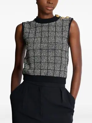 Balmain Tweed Tank Top - Black