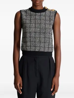 Balmain Tweed Tank Top - Black