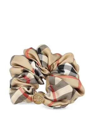Burberry Check Silk Scrunchie - Beige