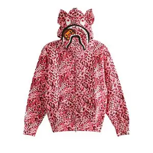 A BATHING APE Wild Leopard Pattern Milo Shark Full Zip Hoodie