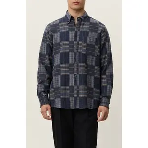 LES DEUX Kent Patchwork Check Button-down Shirt