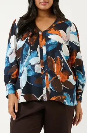ESTELLE Floral Popover Top - Auburn Tides