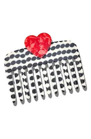 SOLAR ECLIPSE Hand Painted Polka Dot Comb & Heart Claw Clip Set