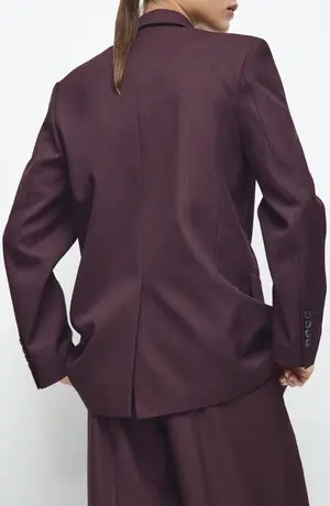 Mango Hidra Notch Lapel Jacket - Dark Red