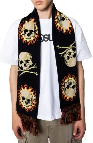 PLEASURES Zine Cotton Scarf - Black