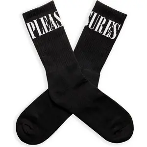 PLEASURES Monitor Logo Crew Socks - Black