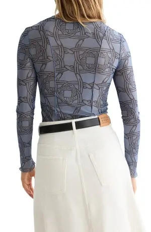 Scotch & Soda Printed Seamed Mesh Top