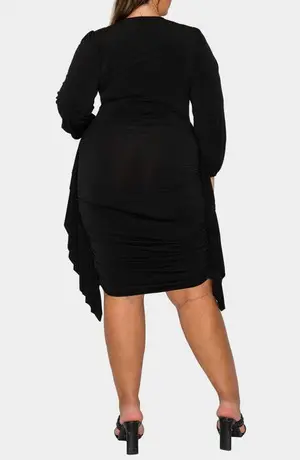 L I V D Nova Ruched Bodycon Dress - Black