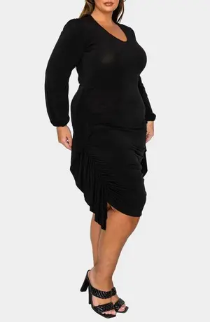 L I V D Nova Ruched Bodycon Dress - Black