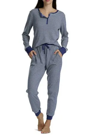 Splendid Cotton Blend Pajama Top & Pants Set Deepcoblt