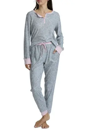 Splendid Cotton Blend Pajama Top & Pants Set - Heart Spots