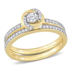 JULIANNA B. Diamond Swirl Halo Bridal Ring Set 14k - 14k Yellow Gold