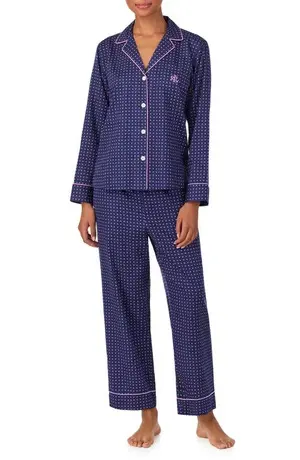 Ralph Lauren Print Cotton Blend Pajamas - Navy Dot