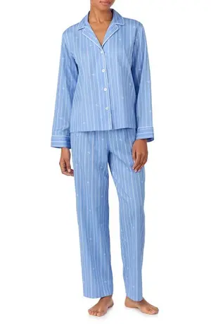 Ralph Lauren Print Cotton Blend Pajamas - Blue Print