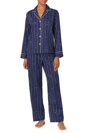 Ralph Lauren Print Cotton Blend Pajamas - Navy Print