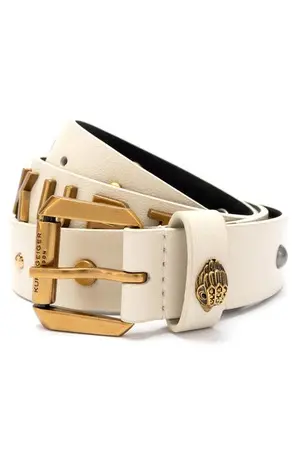 Kurt Geiger Block Letter Leather Belt - Bone