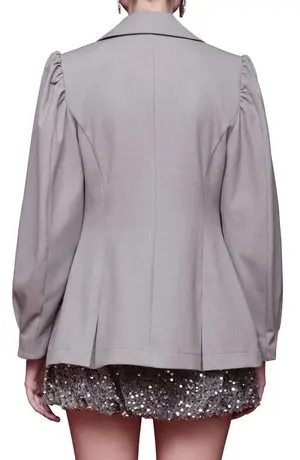 Avec Les Filles Double-breasted Puff Shoulder Blazer