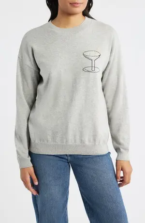Bobeau Martini Crewneck Cotton Sweater