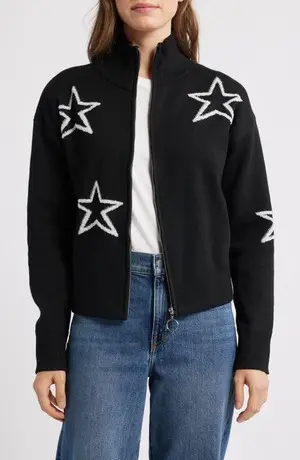 Bobeau Star Zip Cardigan