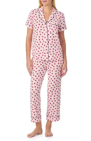 Kate Spade New York Short Sleeve Crop Pajamas - Pink Print
