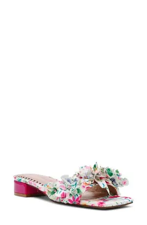 Betsey Johnson Glorria Floral Appliqué Slide Sandal