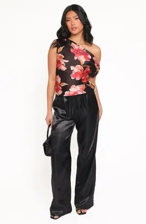 PETAL & PUP Yolanda One-shoulder Satin Top