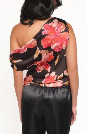 PETAL & PUP Yolanda One-shoulder Satin Top