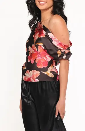 PETAL & PUP Yolanda One-shoulder Satin Top