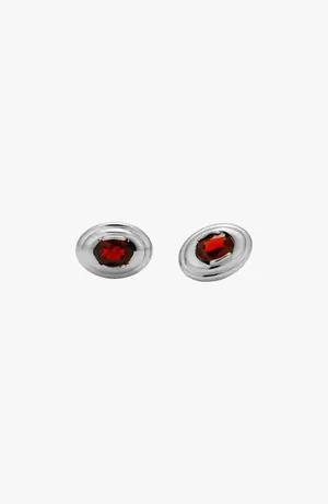 SEREIA OFFICIAL Rosalie Garnet Earrings - White Gold