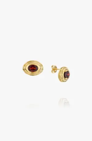 SEREIA OFFICIAL Rosalie Garnet Earrings - Yellow Gold