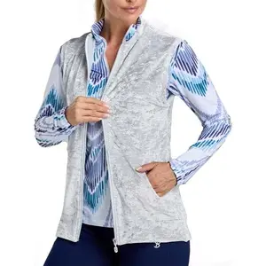 SOFIBELLA Crushed Velvet Golf Vest - Stone