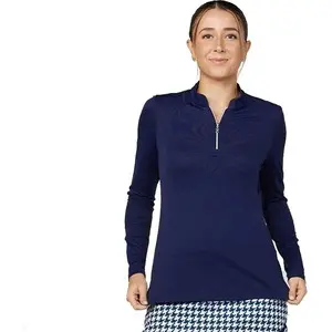 SOFIBELLA Quarter Zip Long Sleeve Golf Shirt - Navy