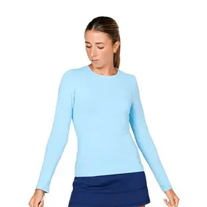 SOFIBELLA Uv Colors Long Sleeve Tennis Shirt - Cloud
