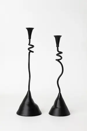 HOUSE OF REVELRY Winding Taper Candle Holders Set Of Two - Black