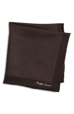 Ralph Lauren Purple Label Pin Dot Cashmere & Silk Pocket Square - Brown