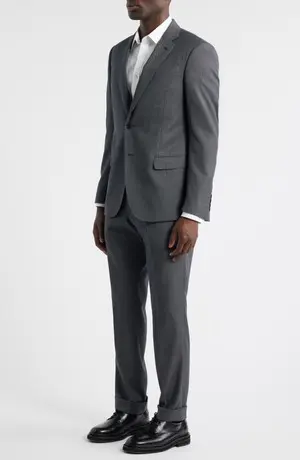 Emporio Armani Grey Nailhed Virgin Wool Suit - Graphite