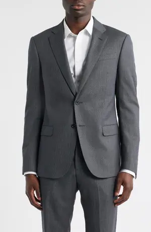 Emporio Armani Grey Nailhed Virgin Wool Suit - Graphite