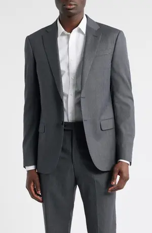 Emporio Armani Grey Nailhed Virgin Wool Suit - Graphite