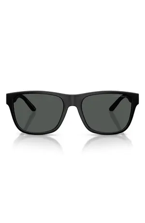 Emporio Armani 57mm Polarized Square Sunglasses - Matte Black/dark Grey