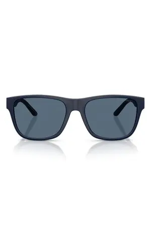 Emporio Armani 57mm Polarized Square Sunglasses - Matte Blue/dark Blue
