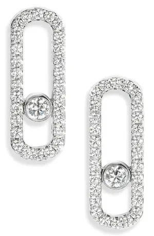 Messika Move Uno Diamond Pavé Stud Earrings - White Gold